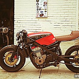 Une Kawasaki GPZ 500 cafe-racer, signée Lizard King Custom...