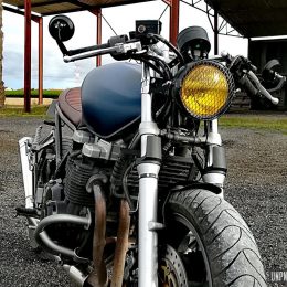 Une Kawasaki ZR-7 cafe-racer, signée Lizard King Custom...